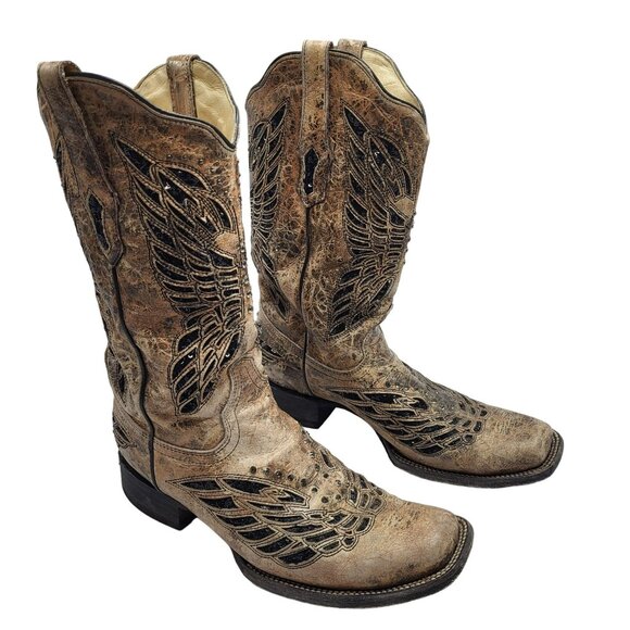 Corral | Shoes | Corral Cowboy Cowgirl Boots Butterfly Sequins Womens M ...